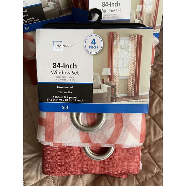 🇺🇲 Mainstays 84- inch window set (2 sheers and 2 panels) | Shopee ...