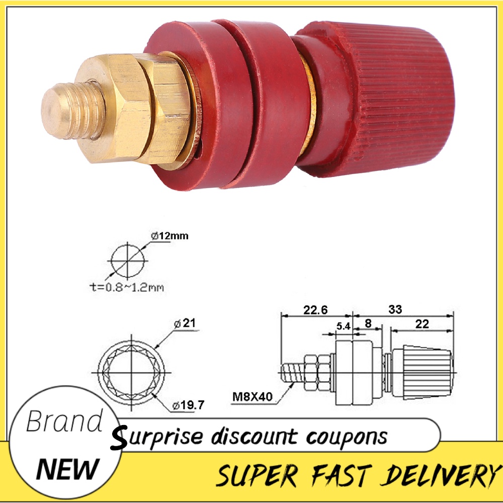 2pcs 555 Type Binding Post 40mm Screw Rod Brass Pillar Terminal Block ...