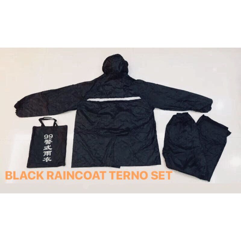 Black Raincoat Terno Set Jacket and Pants for Adult Kapote with Pants ...