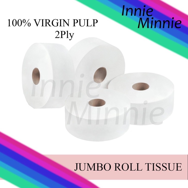 [12 Rolls] JUMBO ROLL TISSUE 100% Virgin Pulp / PURE PULP 2 Ply 1 CASE ...
