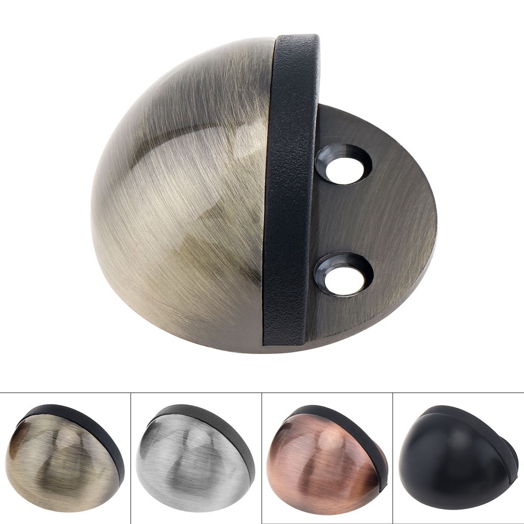 Door Stops Stainless Steel Half Dome Door Stop Heavy Duty Floor Mounted with Rubber Bumper Self ...