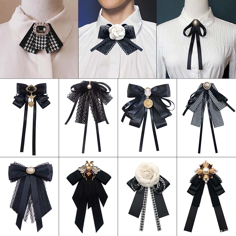 【38 Styles】Charms Japan JK Bow Tie Vintage Pearl Flower Neckties Lace ...