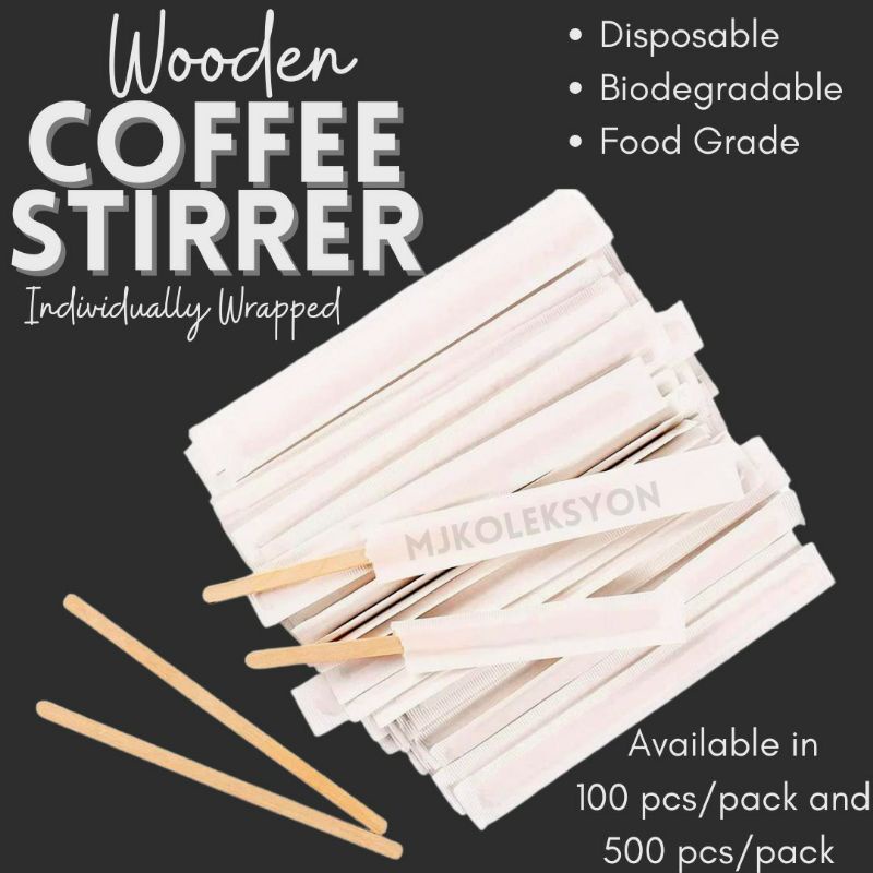 100pcs Wooden Coffee Stirrer Individually Wrapped | Shopee Philippines