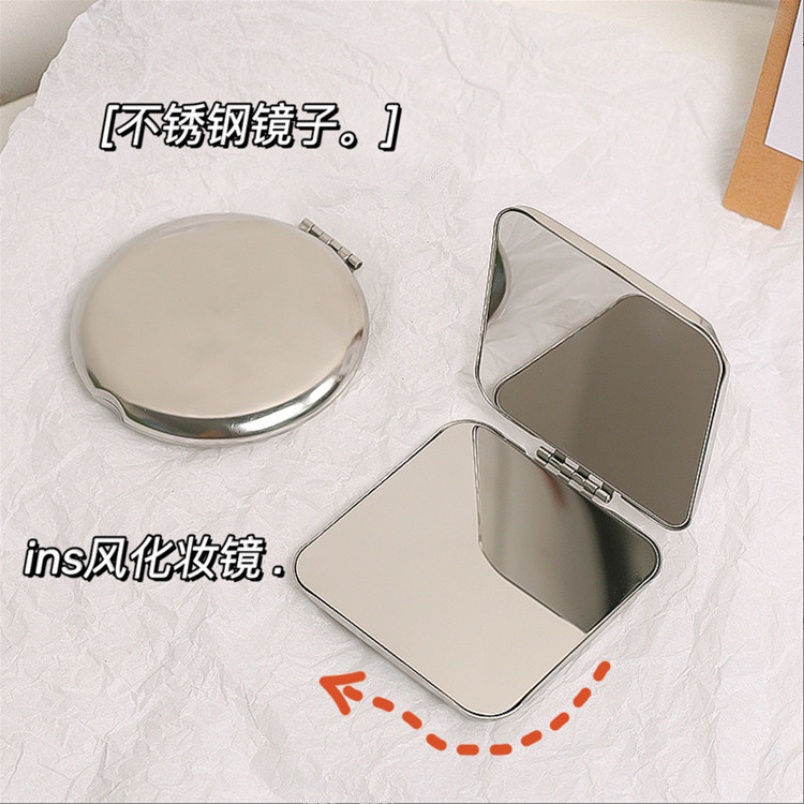 Ins Style Stainless Steel 2-Sided Makeup Mirror Normal Mirror + 2x ...