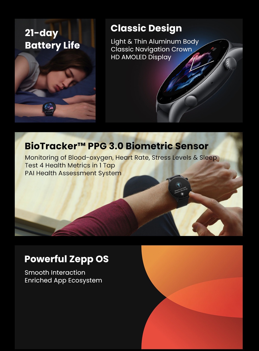 [FREE AMAZFIT CAP] Amazfit GTR 3 Smart Watch HD Amoled Glass Cover ...