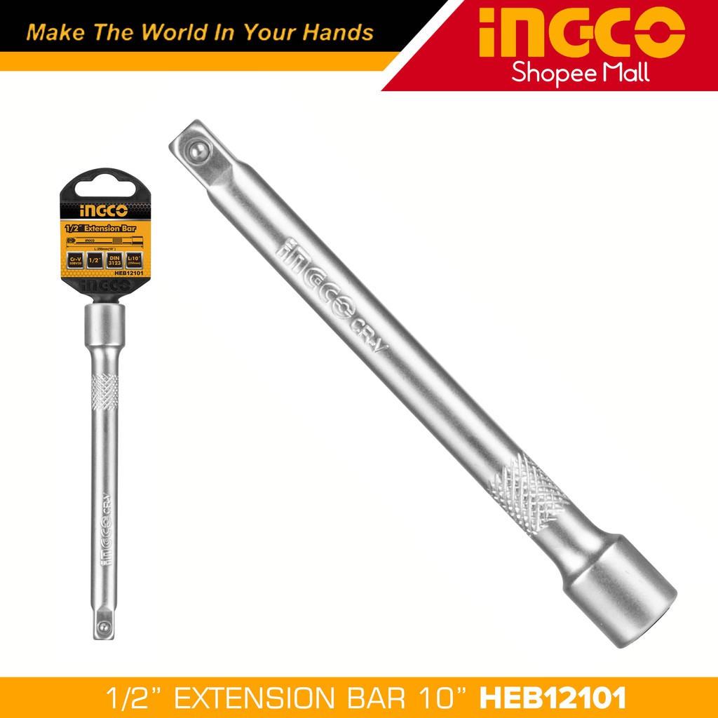 Ingco 1/2-Inch Extension Bar Tool for Socket Wrench 10-Inch HEB12101 ...