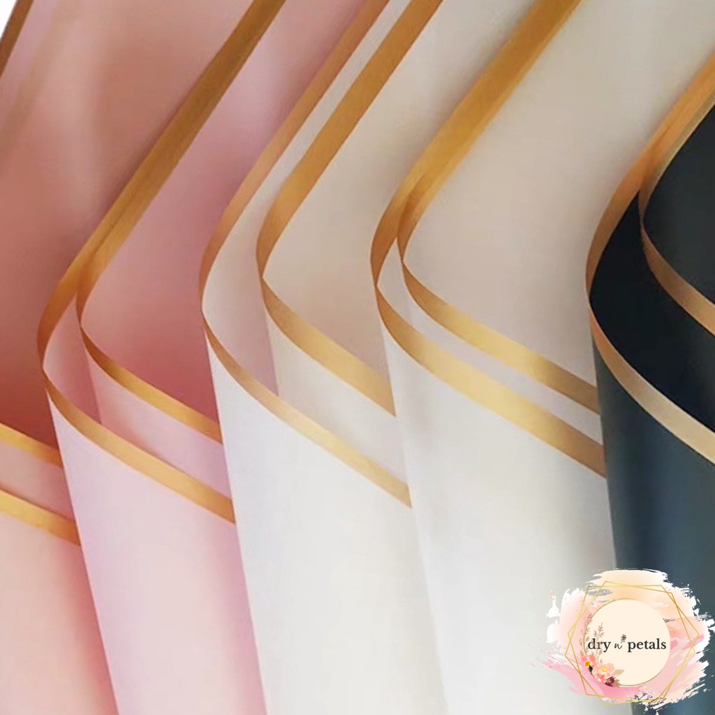Golden Border Bouquet Wrapper (1 piece) for Bouquets, Gift Boxes and ...