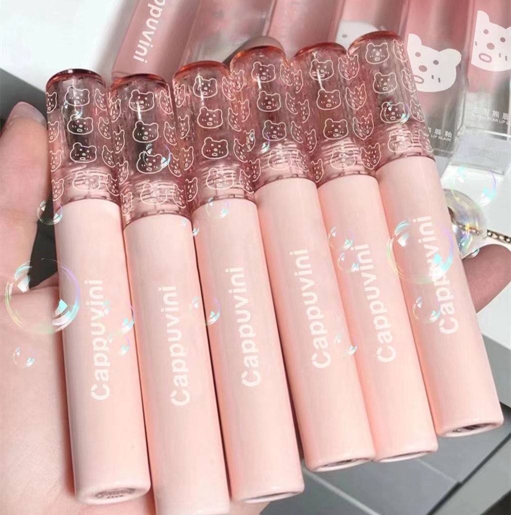 Cappuvini Bubble Lip Glaze Mirror Gloss Korea Natural Nude Lipstick ...