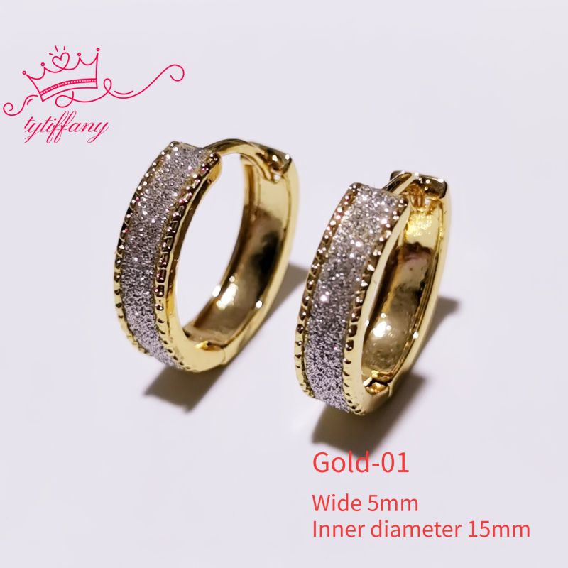REB002 Bangkok Rosegold / Gold earrings Shining glitters hoop loop ...