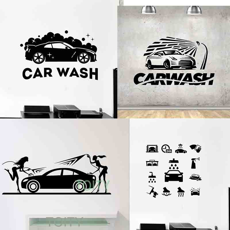 Vinyl Wall Decal Auto Car Wash Cleaning Service Garage Art Stickers ...