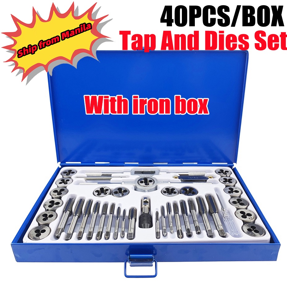 40-Piece Tap and Die Set-Includes SAE Inch and Metric Sizes, Threading ...