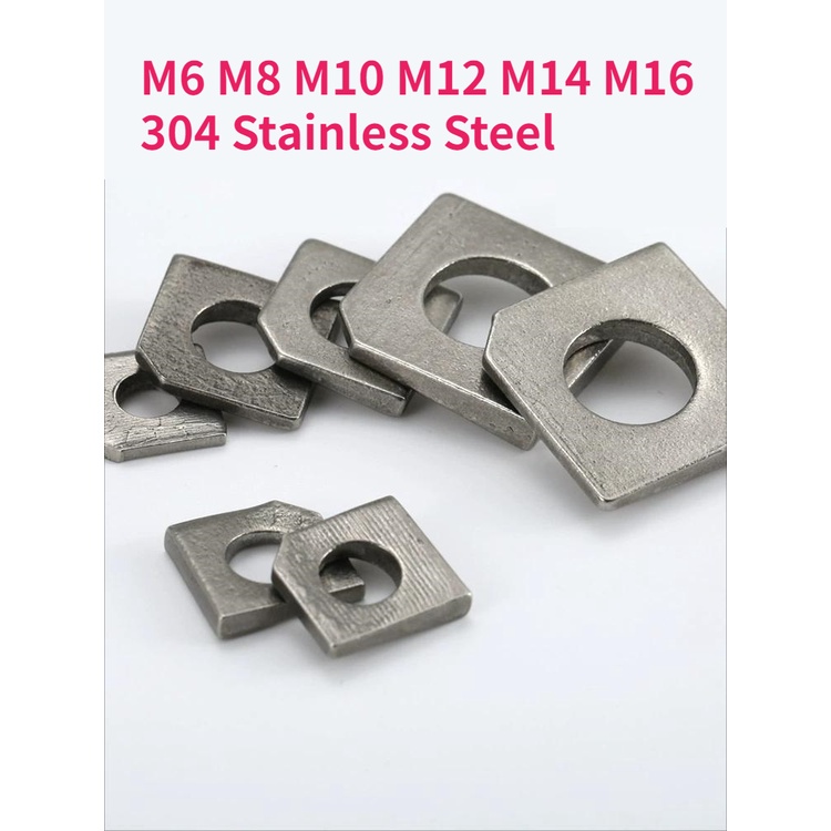 M6 M8 M10 M12 M14 M16 304 Stainless Steel Square Bevel Washers Square Taper Gasket For Slot ...