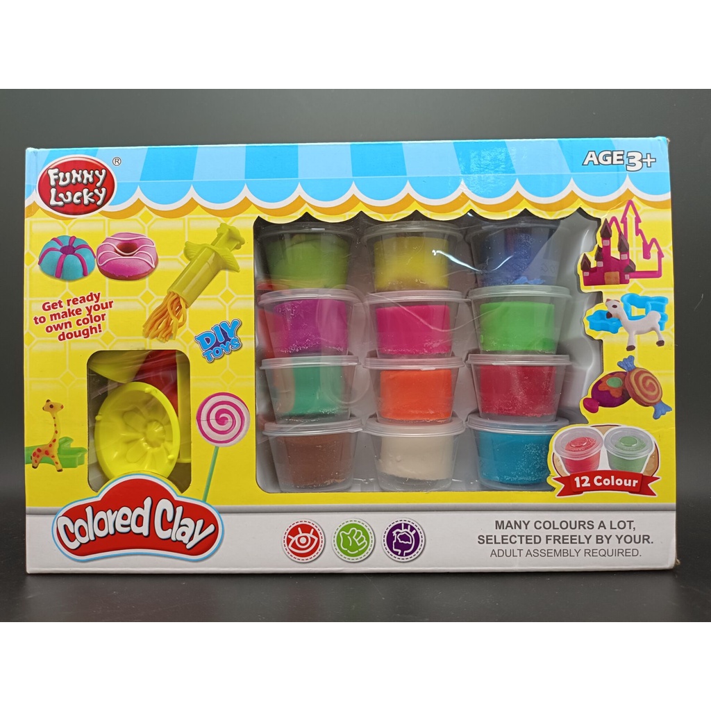 Children's 12-color boxed colored clay kindergarten safety play-doh ...