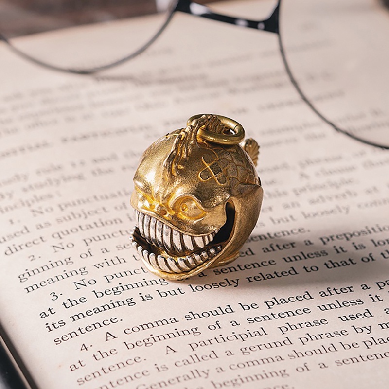 CNEDC 925 Silver Brass Piranha Smiling Face Bell Key Bag Pendant Key ...