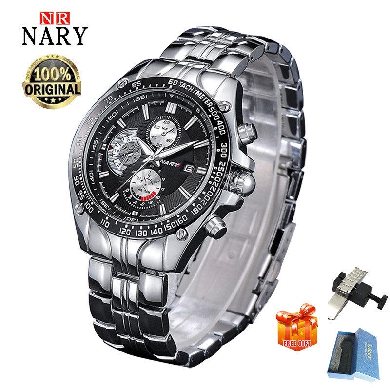 NARY Brand Original Men Watch New Style Mens Fashion Wristwatch Stainless Steel Calendar ...