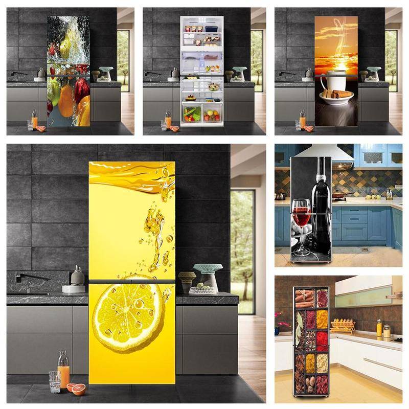 Custom Lemon Vegetable Fruit Sticker mural For Refrigerator Full Cover ...
