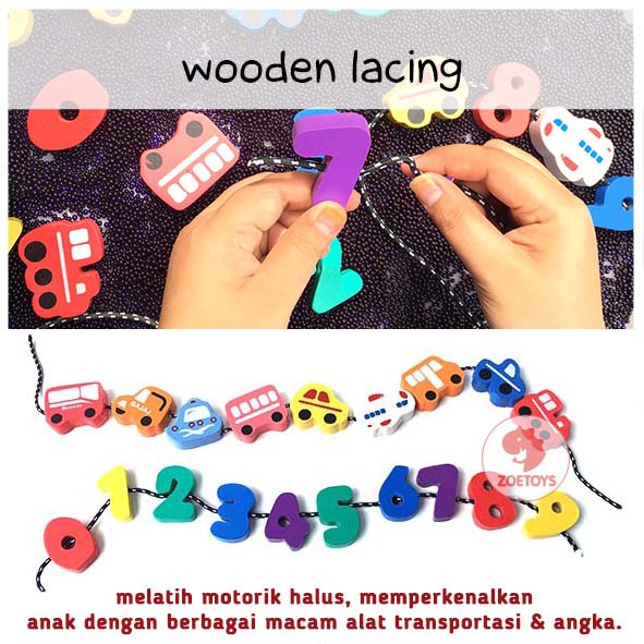 Zoetoys Wooden Lacing Numbers Transport B | Children's toys | Meronce ...