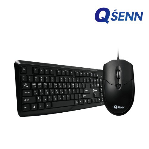 QSENN GP-KM2500 Gaming Membrane Keyboard EN/KR Layout USB/PS2 (Black) + Optical Mouse Combo Set ...