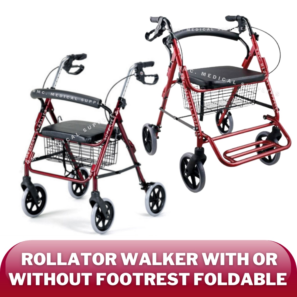Rollator Walker with or without Footrest Foldable Walker with Seat ...