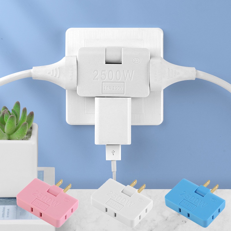 3 in 1 Plug 180° Rotatable Socket Converter Extension Slim Outlet ...