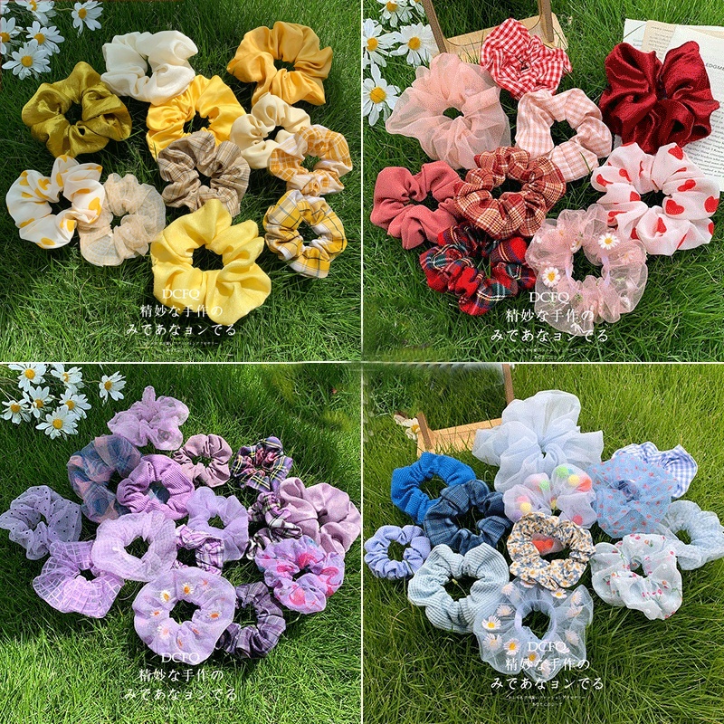 10 Pcs Silk Chiffon Scrunchies Colored Ponytail Hair Tie Set Wholesale ...