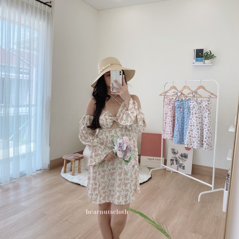 Tania Crossneck Sabrina Floral Dress | Bearnutscloth | Shopee Philippines