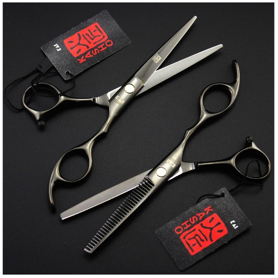 Japan Kasho 440C Black Professional Hairdressing Scissors High-grade ...