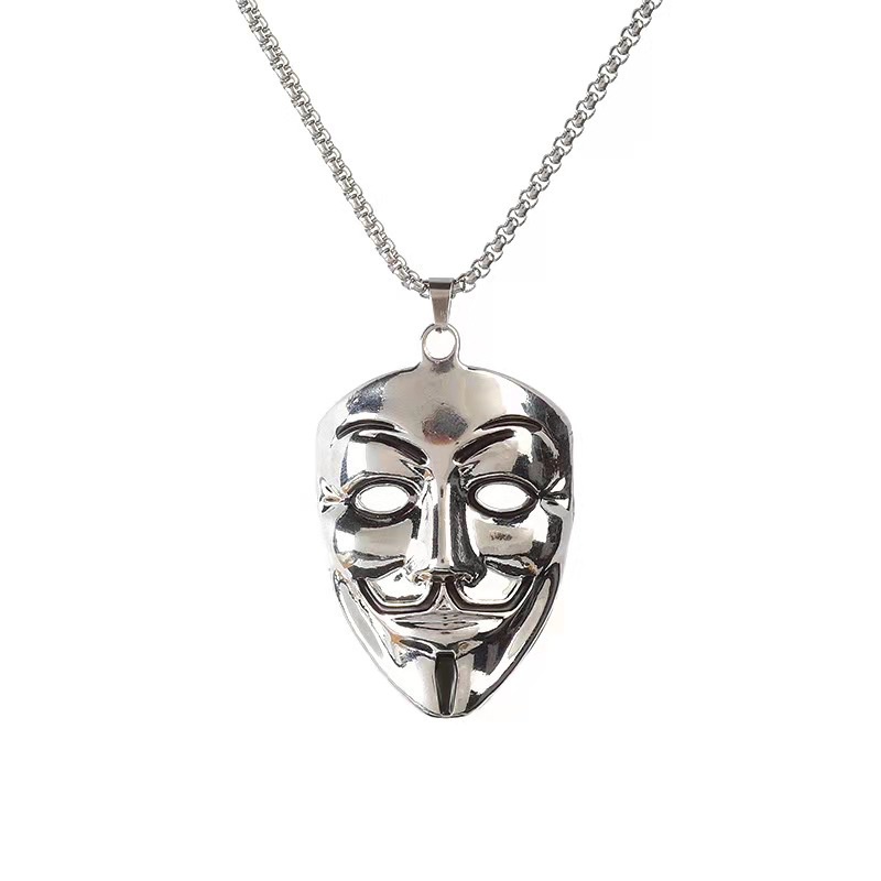 Movie Jewelry Vendetta Pendant Necklace Anonymous Mask Charm Hacker ...