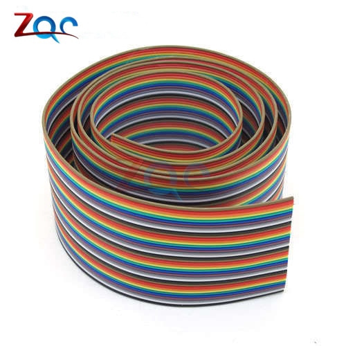 1 Meter 3.3ft Flat Cable 40 Pin Rainbow Ribbon IDC Cable Wire Rainbow ...
