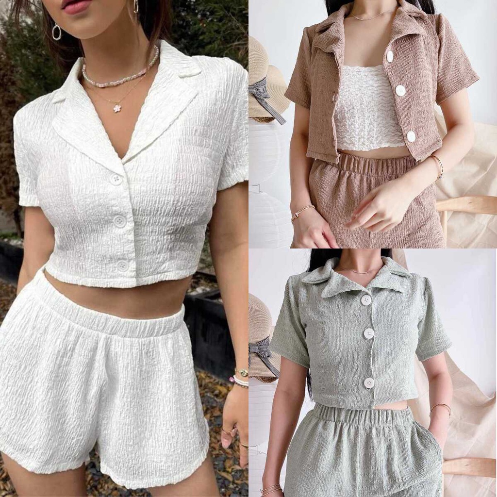 Korean Polo Shirt Terno Coordinates | Shopee Philippines