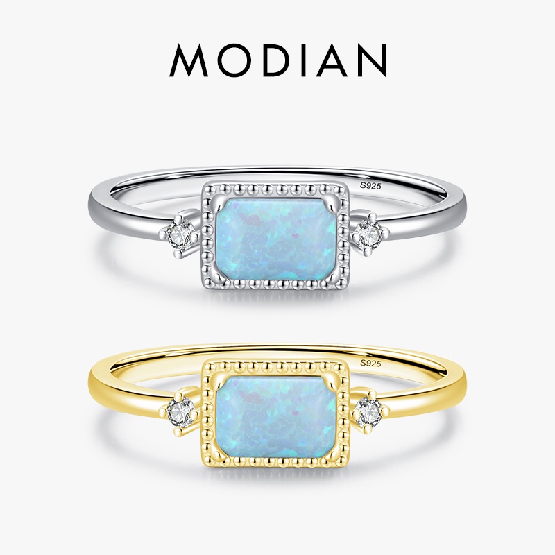MODIAN Real 925 Sterling Silver Fantastic Natural Opals Finger Rings ...