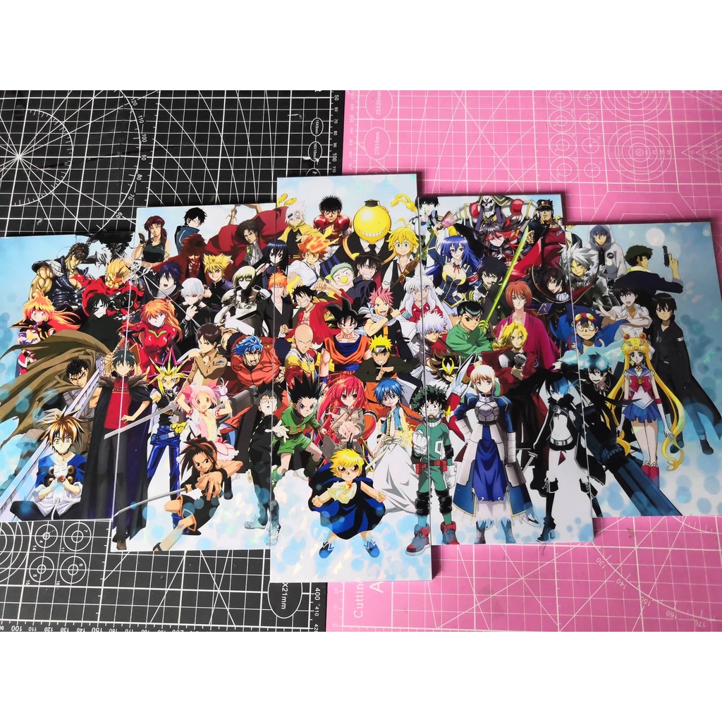 Anime Holographic Wall Mural 11x20 inch 5 Tile set Photo Wall Decor ...