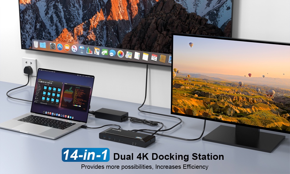 Wavlink Usb C Universal Dual 4K Laptop Docking Station with 100W Power ...