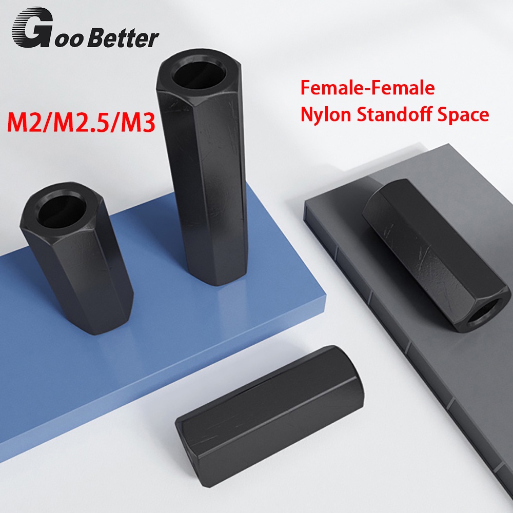 M2 M2.5 M3 Black Nylon Studs Column Hex Female-Female Standoff Spacer ...