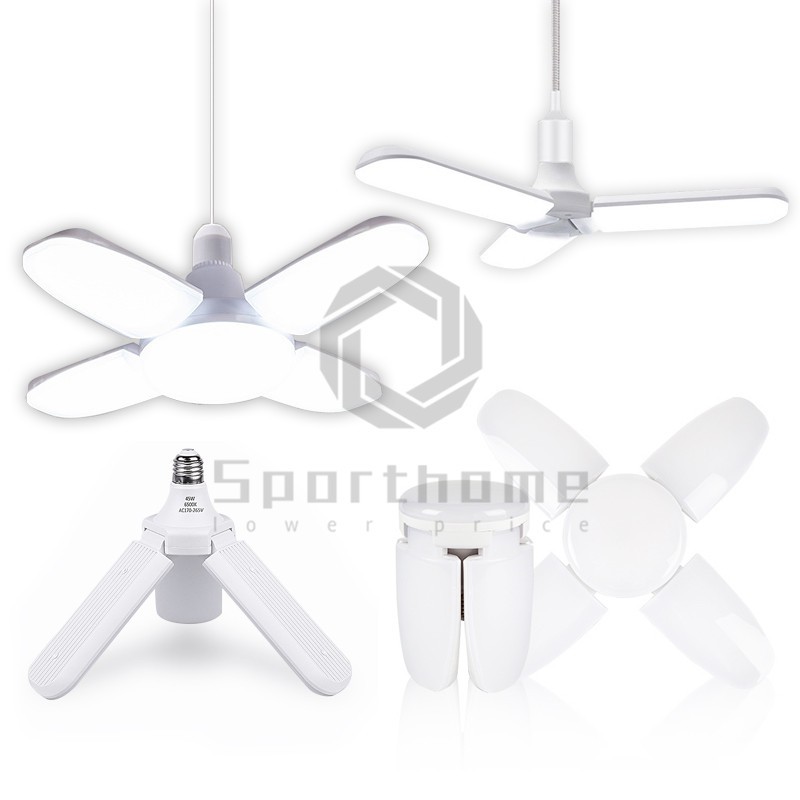 SH 45W 60W Ceiling LED Bulb Foldable Fan Blade LED Light Bulb Three ...