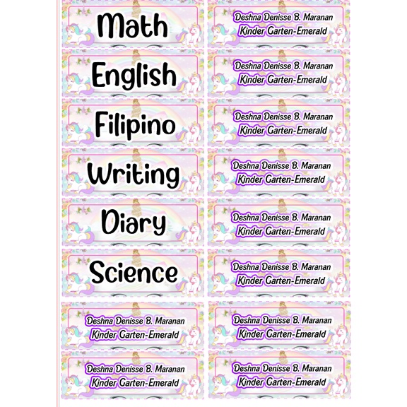 AVL's Customized A4 Subject Sticker(waterproof) | Shopee Philippines