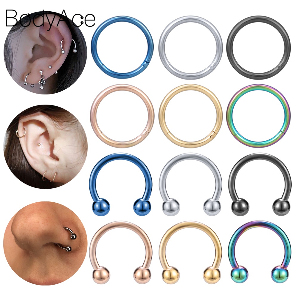 Bodyace 12 Pcs Nostril Piercings 316L Stainless Steel Nose Ear ...