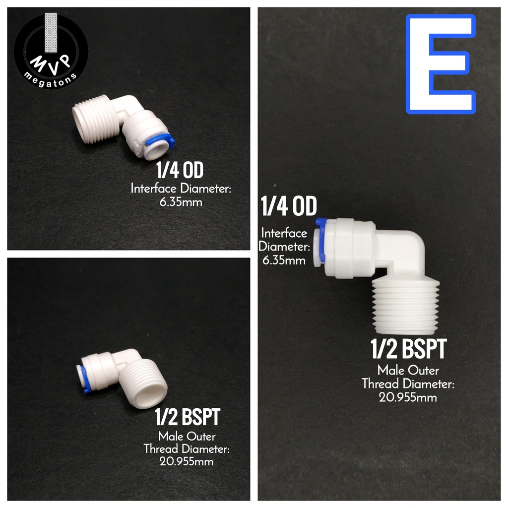 RO Fittings Elbow Male Adapter BSPT Quick Connect 1/4OD 3/8OD Reverse ...