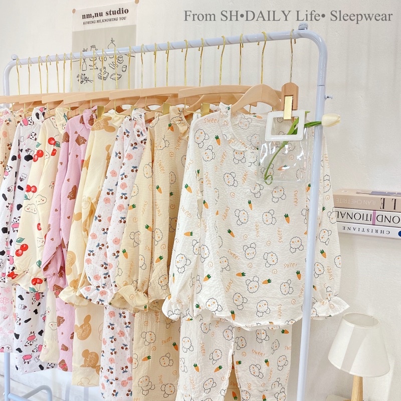 Pizama Pajamas Set with Foam Thighs, Long Sleeves, Ruffle Neck, Many ...