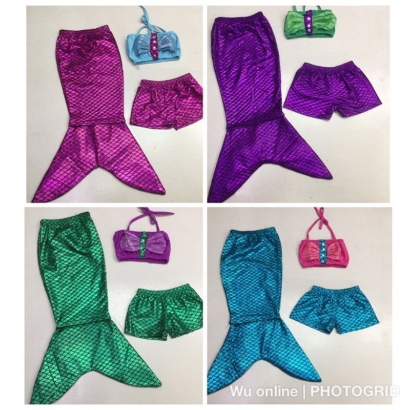 Mermaid Set Costume/swimsuit For Kids(Tube,Short,Tale) | Shopee Philippines