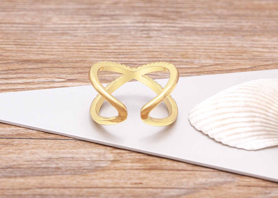 Luxury Cross X Shape Women Engagement Ring Full Paved Zircon Gold Color ...