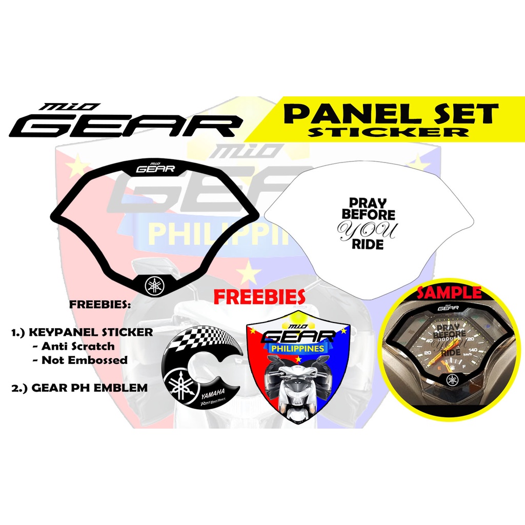YAMAHA MIO GEAR PANEL SET STICKER WITH FREEBIES / MIO GEAR PANEL GAUGE ...
