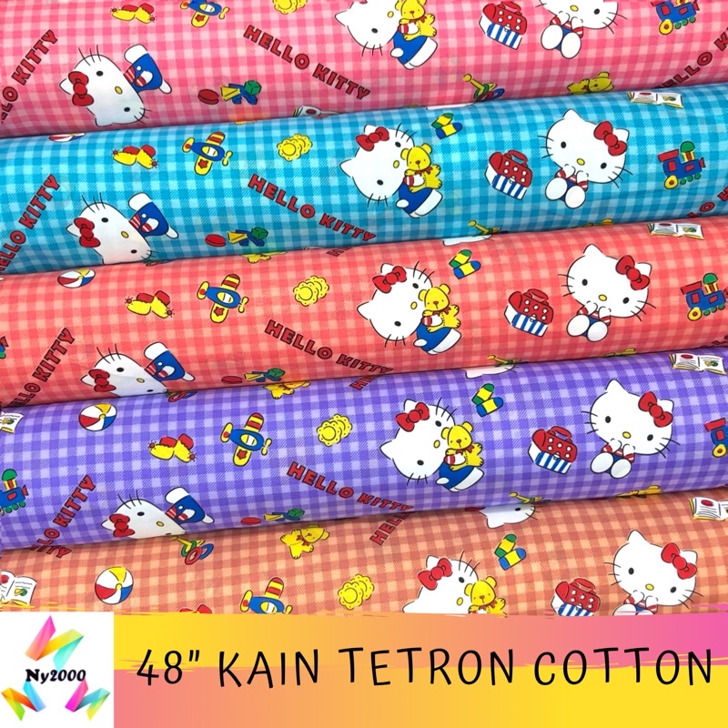 Kain Tetron Cotton TC (Polyester) Corak Hello Kitty (Bidang 48 ...