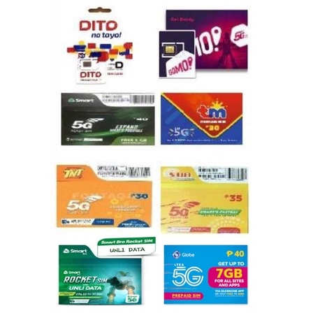 5G SIM CARD GLOBE SMART DITO TM TNT UPGRADE SIM ASSORTED WHOLESALE ...