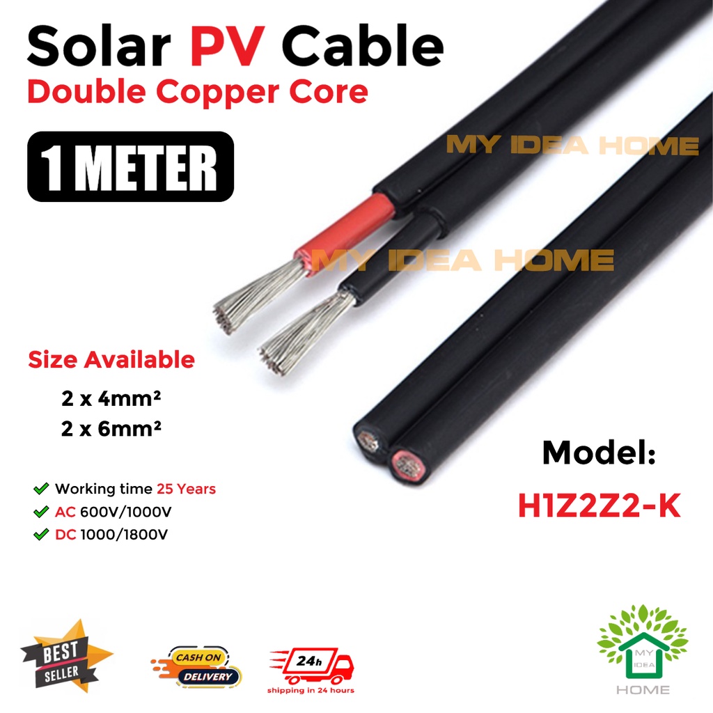 Solar PV Cable Double Core 2x4mm² 2x6mm² 2PfG 1169 H1Z2Z2-K Copper Core ...