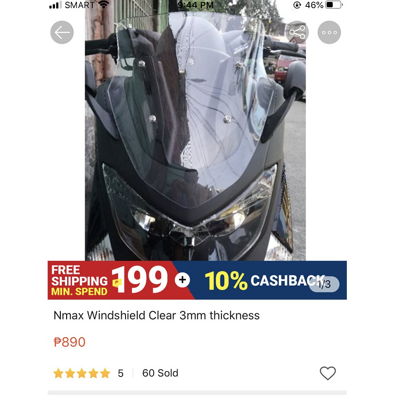 Nmax windshield v1 stock clear 3mm thickness version 1 fit for version ...