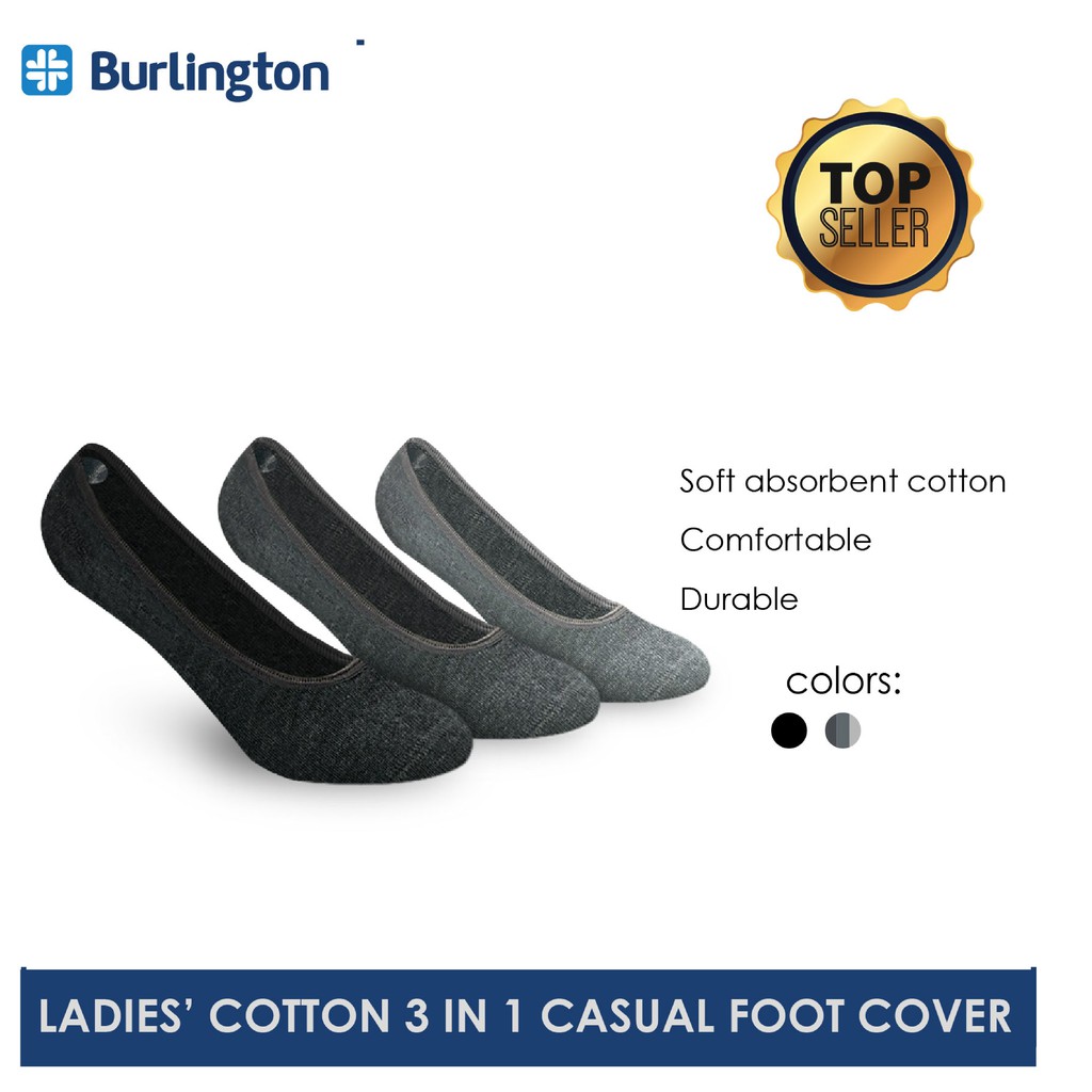 Burlington Ladies' Cotton Lite Thin Casual Foot Cover 3 pairs in a pack ...