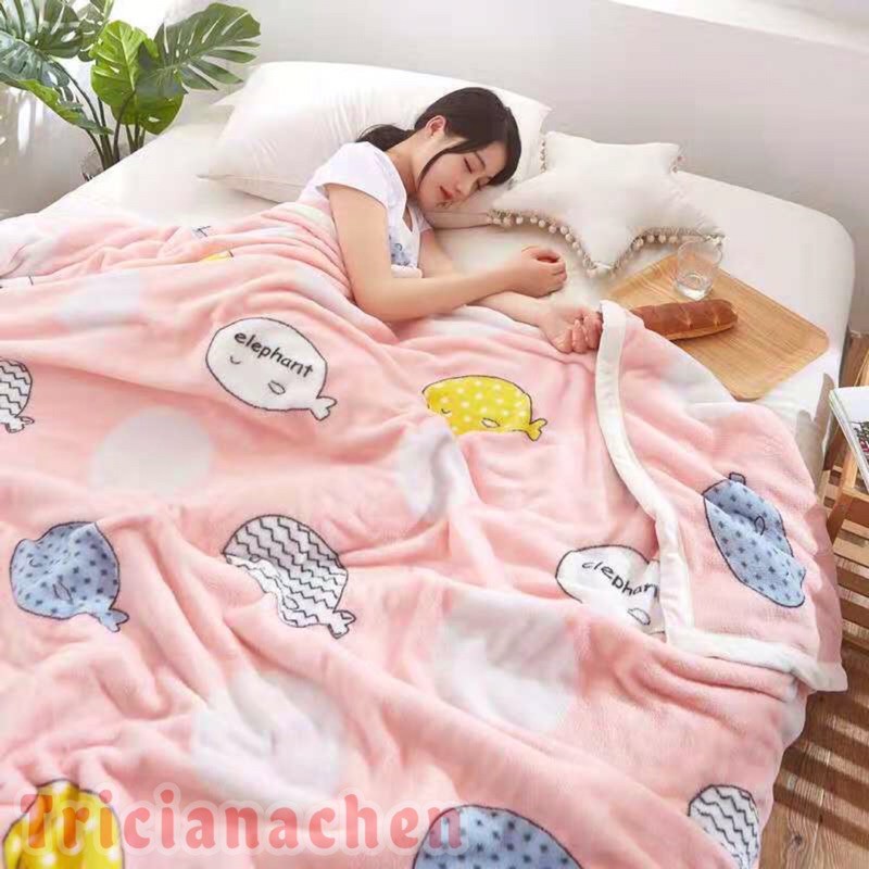 Cute Flannel Soft Microfiber Thick Comfortable Kumot Comforter Blanket ...