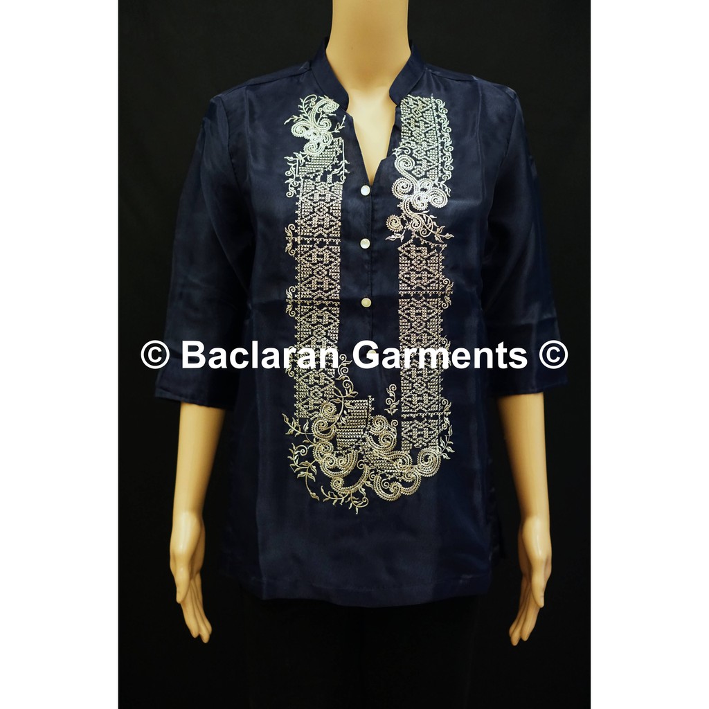HIGH QUALITY LADIES BARONG #28 - NAVY BLUE | Shopee Philippines