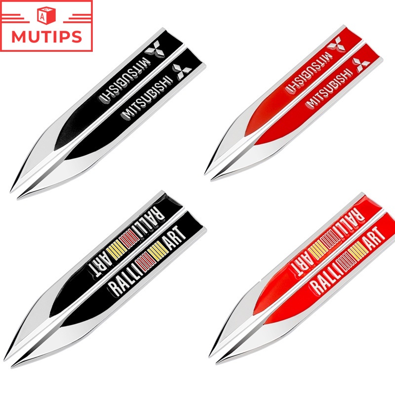 Mitsubishi Car 2Pcs Metal Side Fender Decorative 3D Stickers For ...
